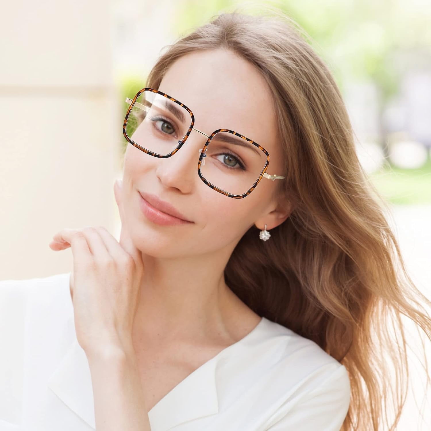 Oversized Square Metal Reading Glasses Women Men, Lady Large Frame ...