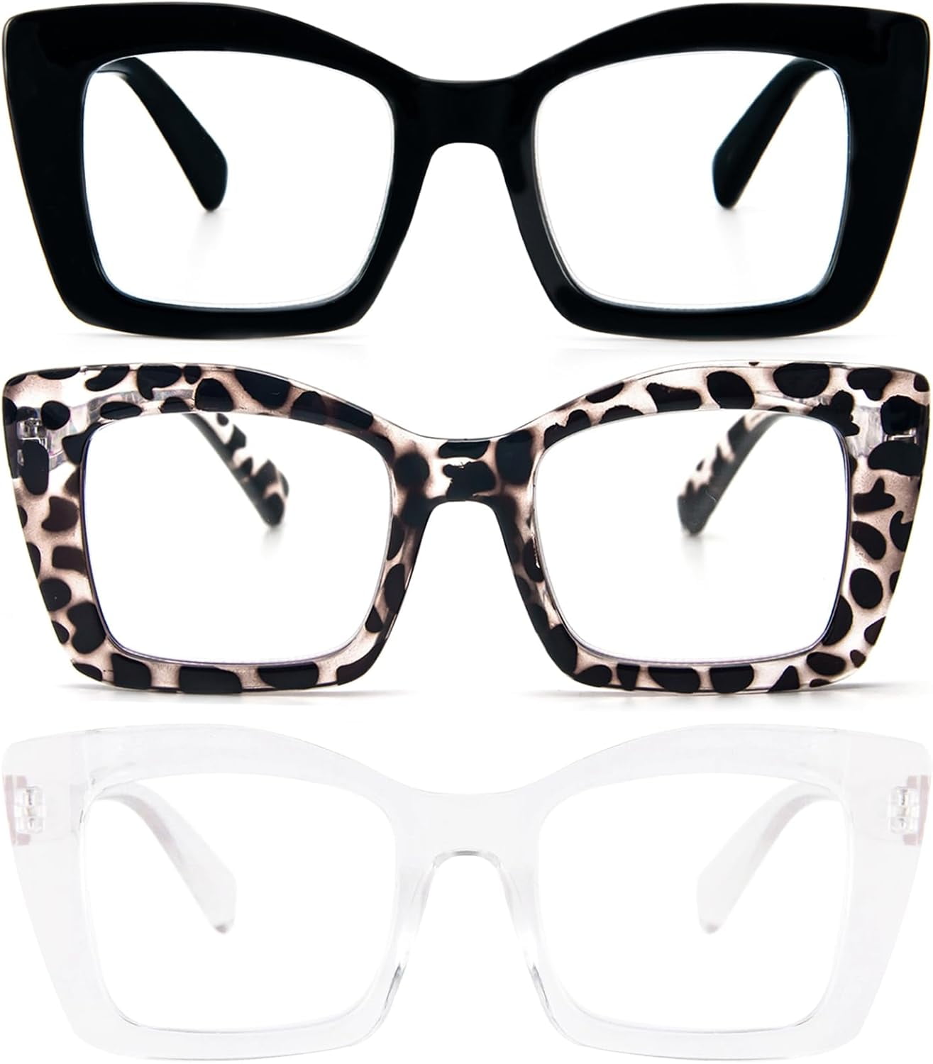 Oversized Square Reading Glasses Oprah Style for Women, Blue Light ...