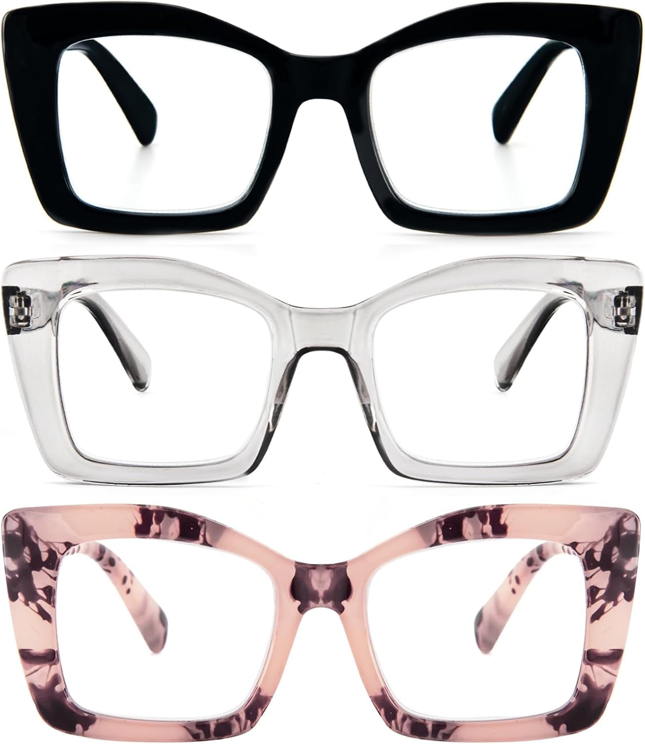 Oversized Square Reading Glasses Oprah Style for Women, Blue Light ...