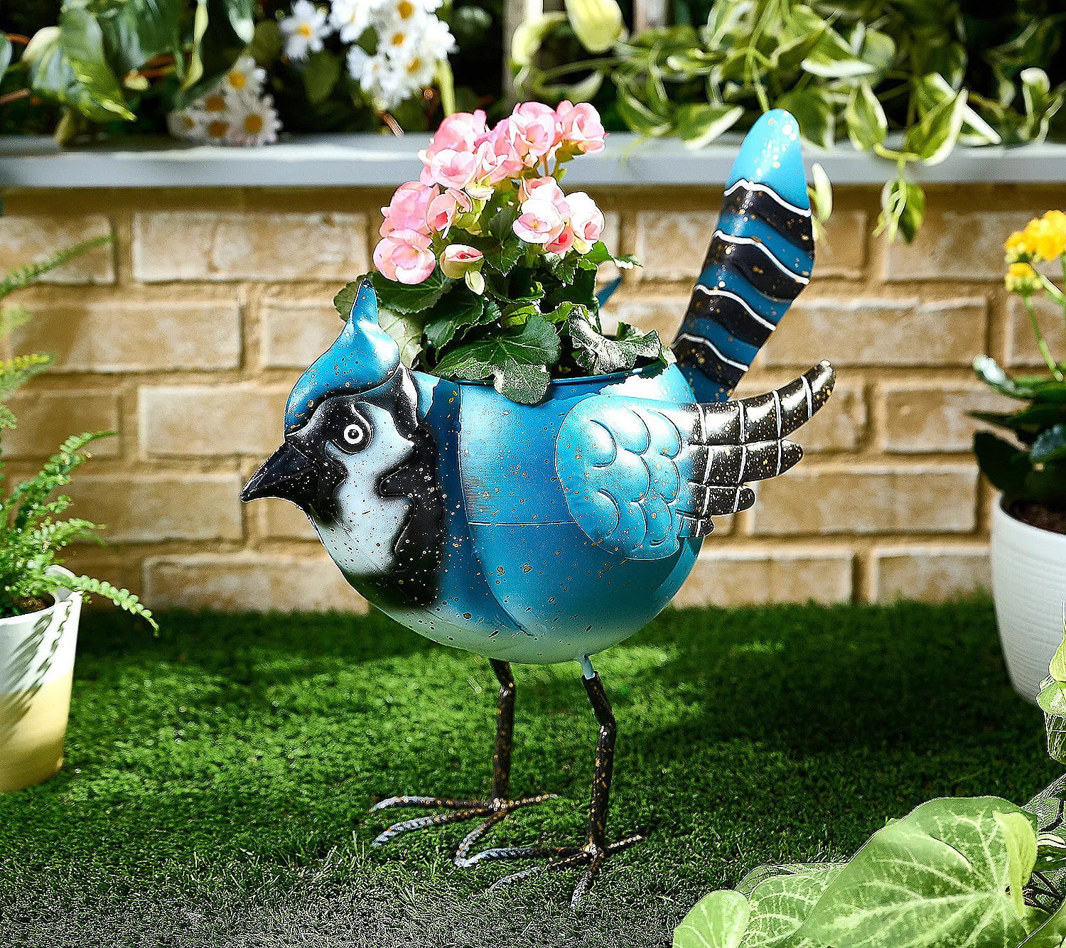Oversized Standing Metal Bird Garden Planter, Blue Jay - Walmart.com