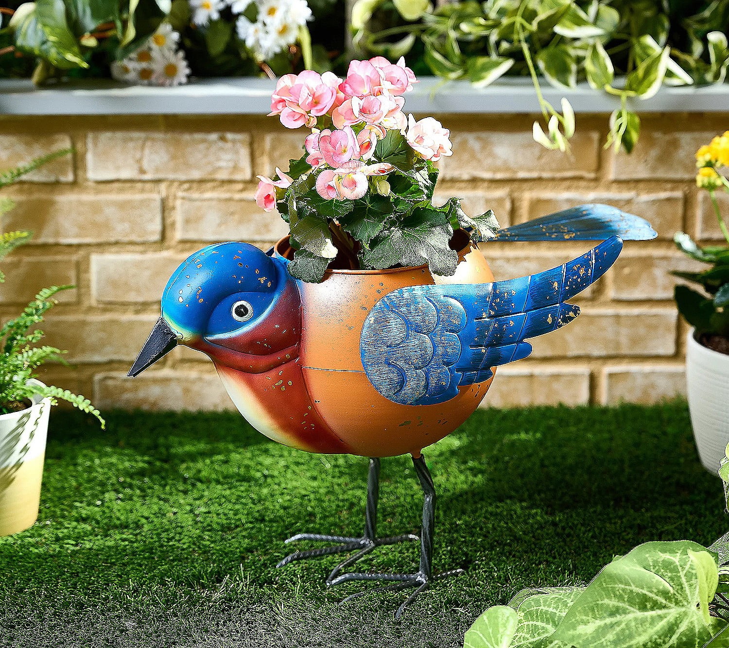 Oversized Standing Metal Bird Garden Planter, Bluebird - Walmart.com