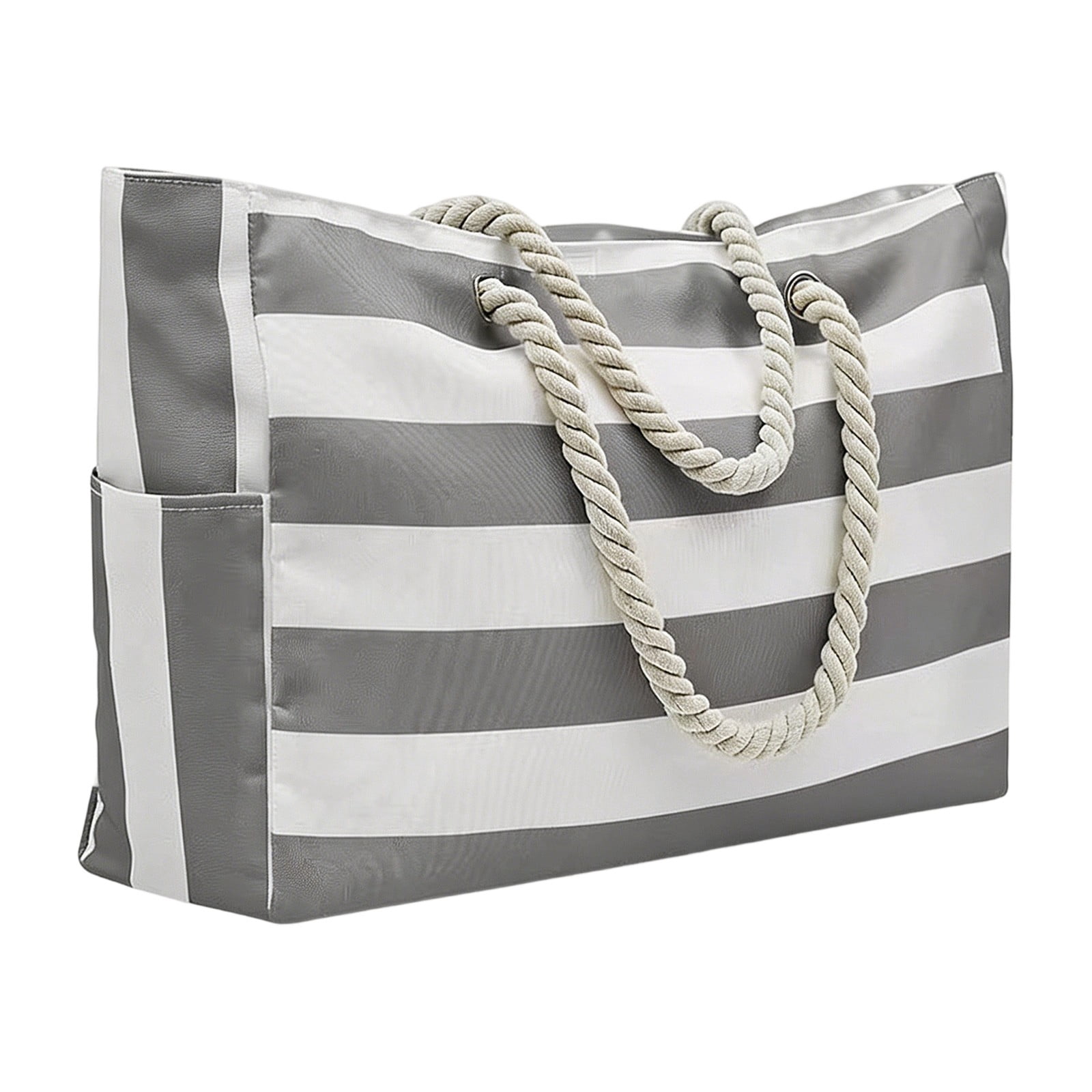 Oversized Striped Canvas Beach Tote Bag for Women, Waterproof Sandproof ...