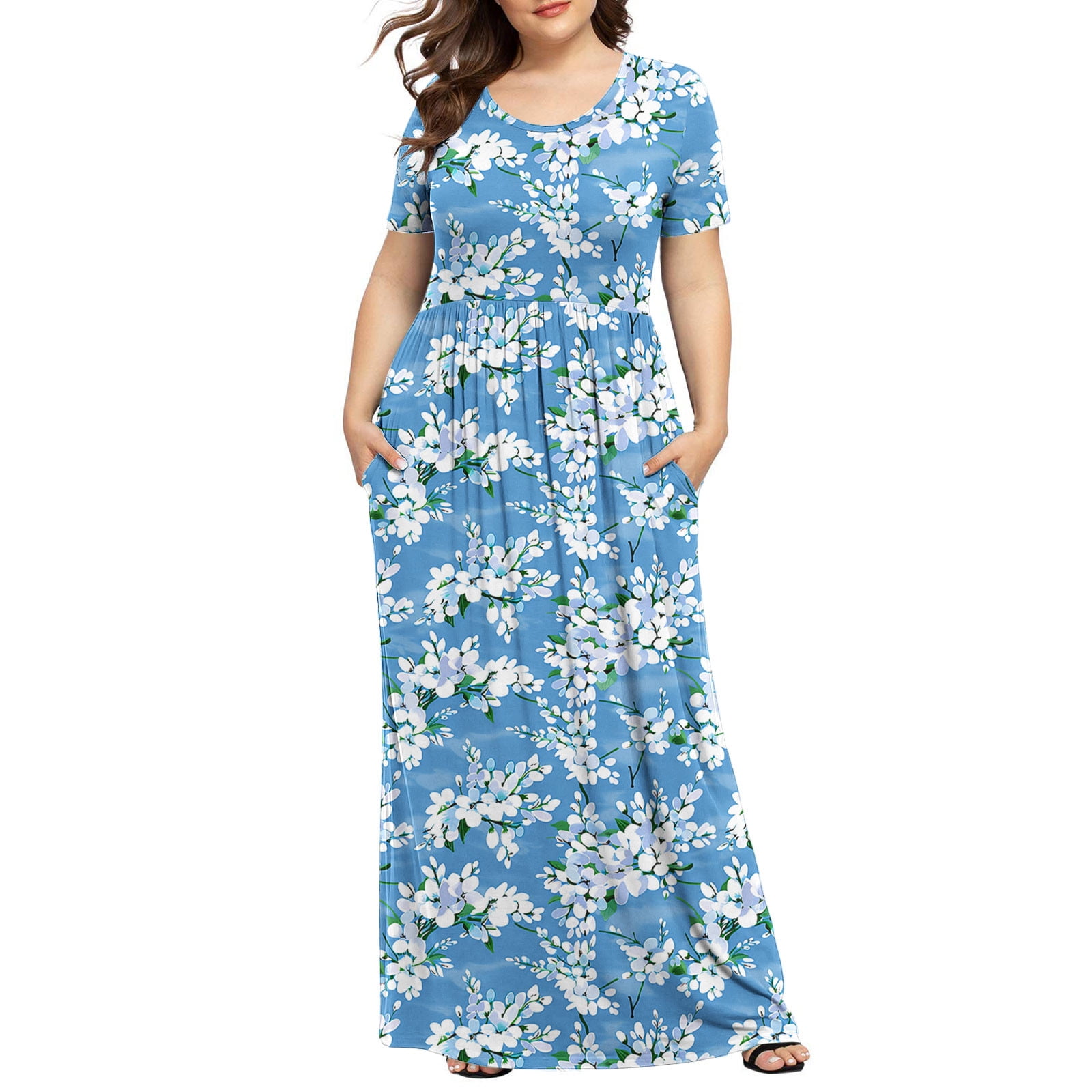 Oversized Summer Dresses for Women 2025 Boho Daisy Print Dress V Neck ...