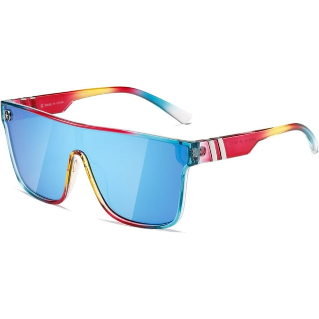 Oversized Sunglasses, Rimless Mirrored Sun Glasses with Reflective One ...