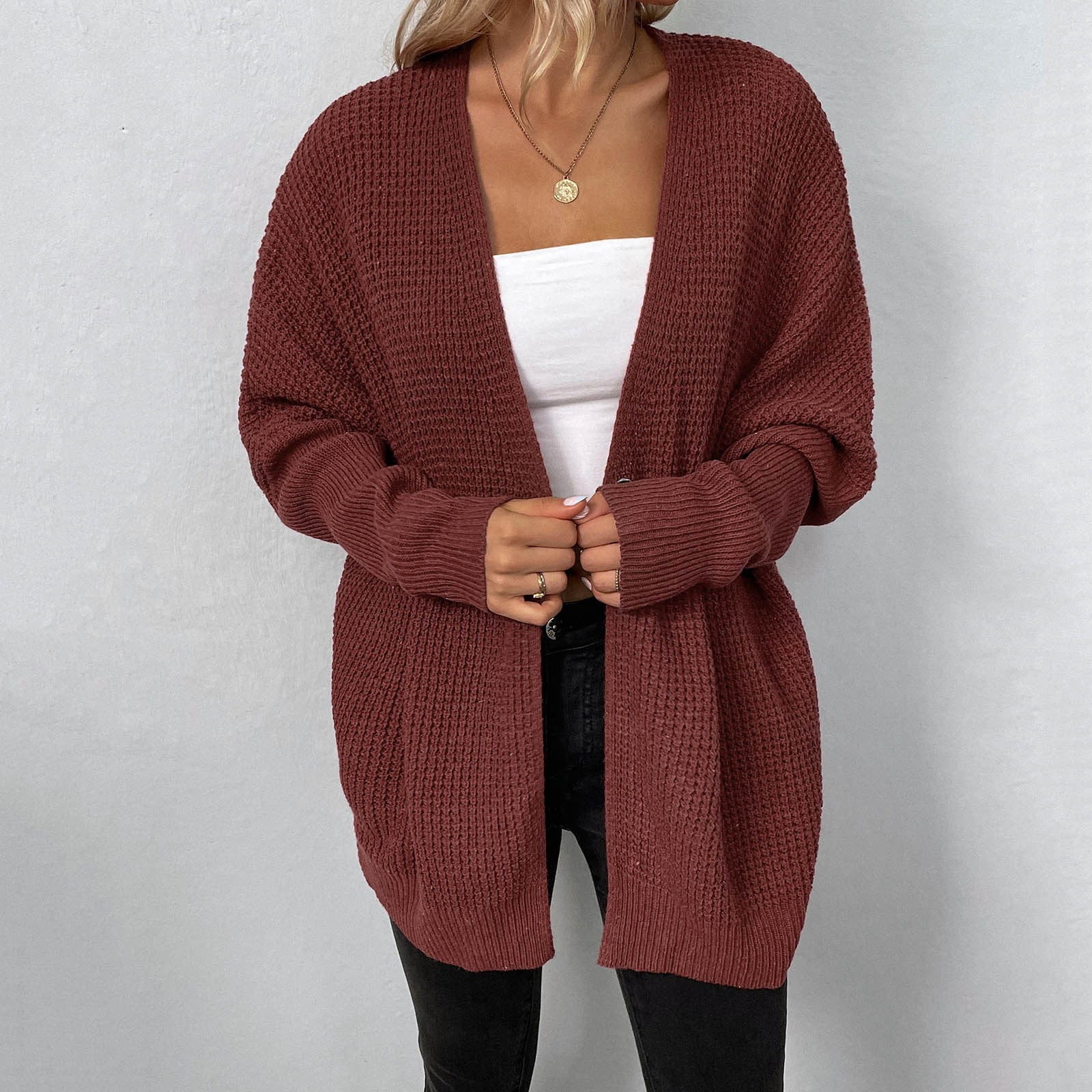 Oversized Sweater for Women Fall Clearance Solid Long Sleeve Fall ...