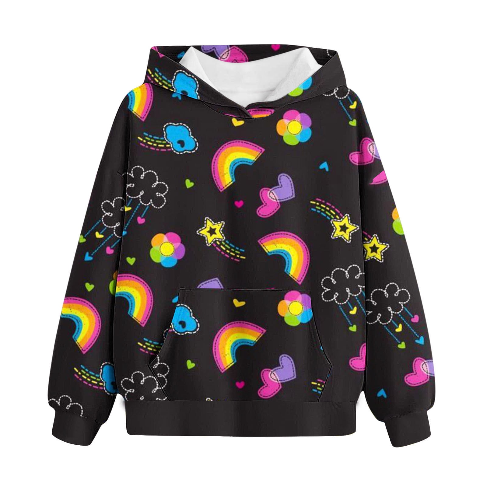 Oversized Sweatshirt for Girls Size 10/12 Rainbow Print Hoodies with ...
