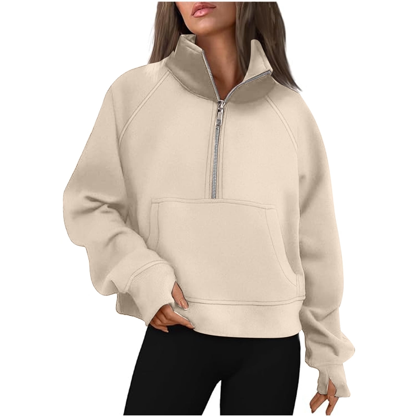 Oversized Sweatshirt for Women Autumn Winter New Ladies Sports Half Zip ...