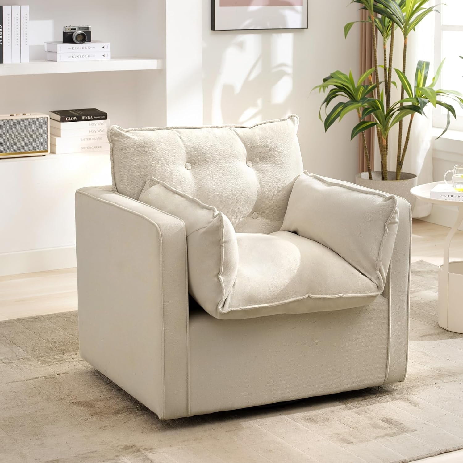 Oversized Swivel Accent Chair, 360-Degree Rotation Comfortable Seating ...
