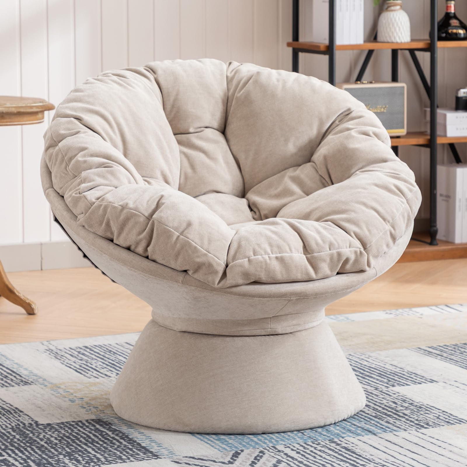 Oversized Swivel Accent Chair with Cushion and Frame, 360° Barrel Chair ...