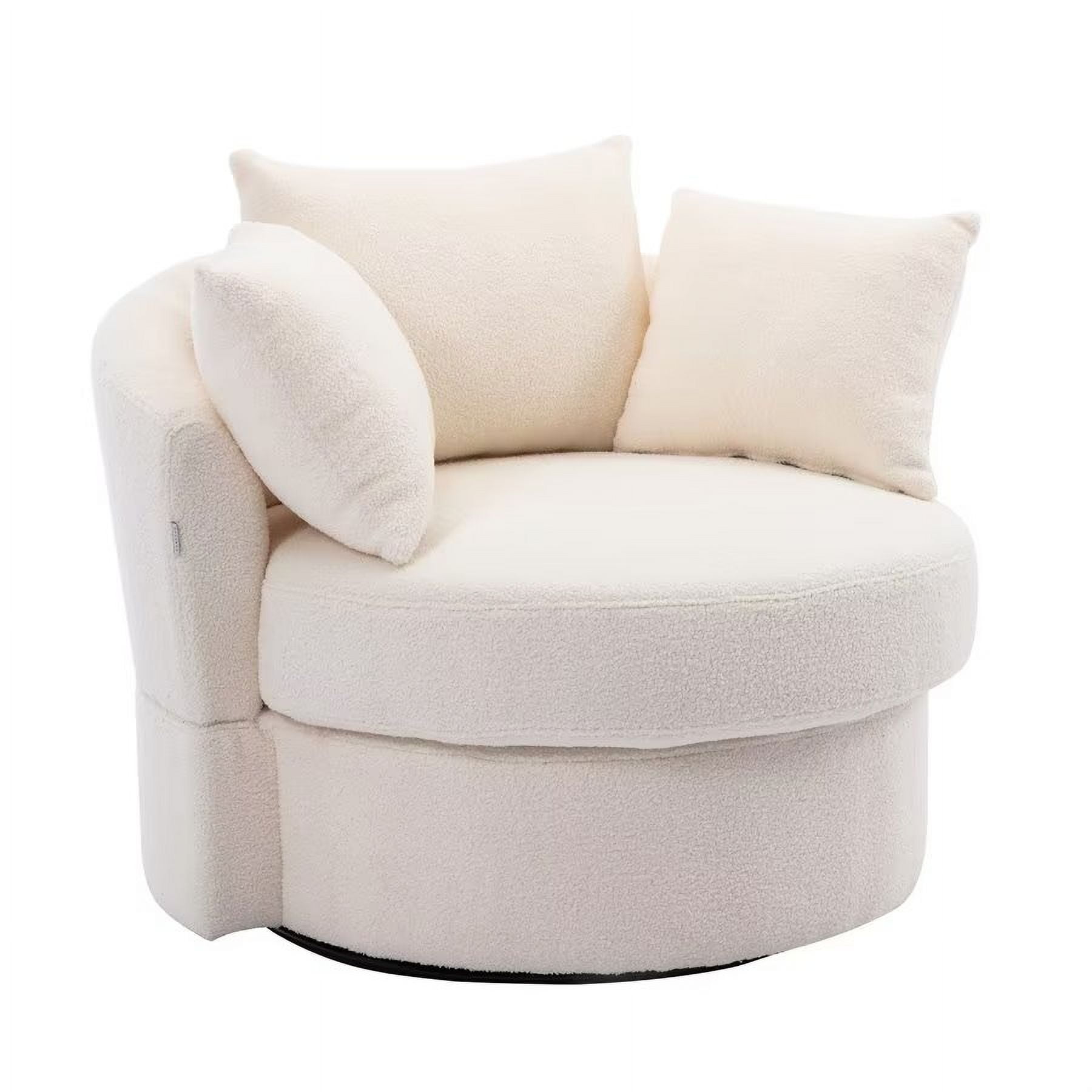 Oversized Swivel Accent Chair, Round Barrel Chair with Sturdy Metal ...