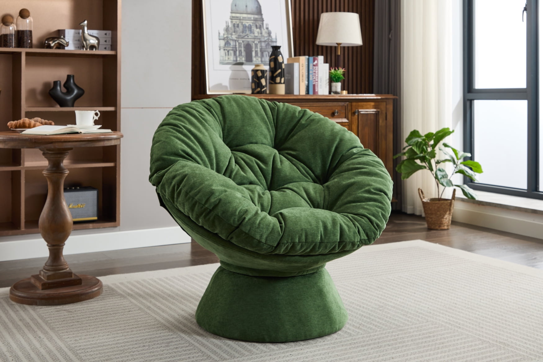 Oversized Swivel Accent Chair with Soft Thick Chenille Cushion, 360 ...