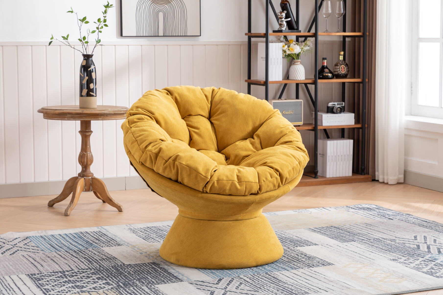 Oversized Swivel Chair, Modern Round Barrel Arm Chair with Comfortable ...