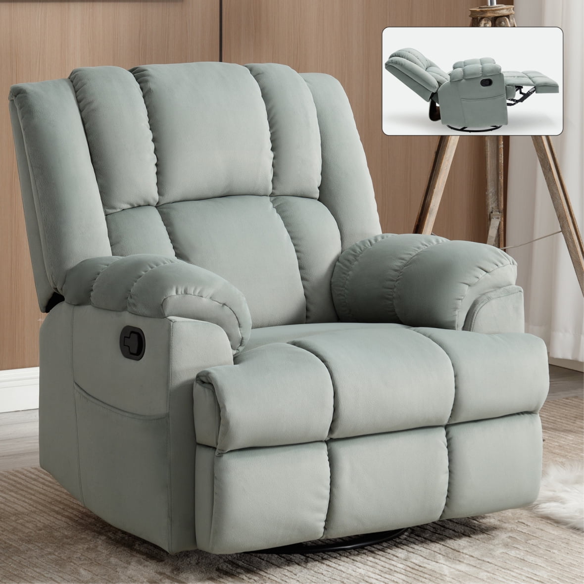 Oversized Swivel Rocker Recliner Chair for Elderly Adult, 360 Swivel ...
