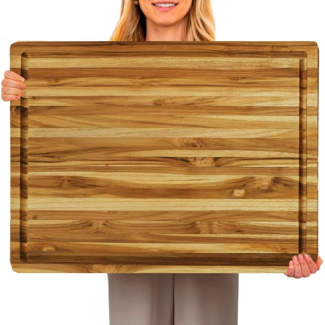 Oversized Teak Wood Cutting Board, 20x15x1.5 in with Juice Groove and ...