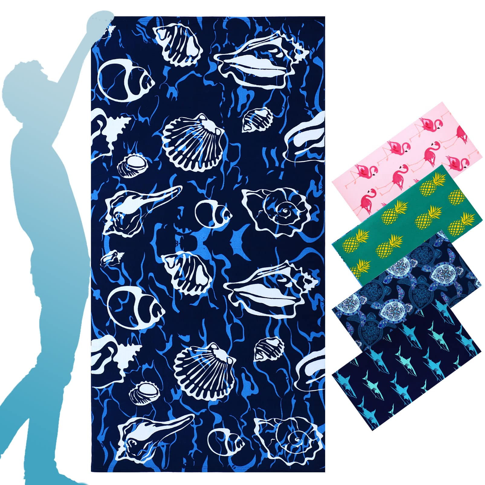 Oversized Sand Resistant Microfiber Beach Towel, 36x72 in, Quick Dry ...