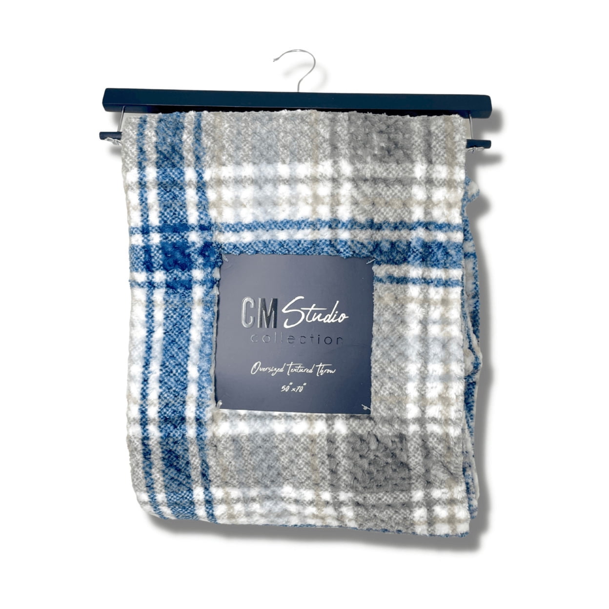 Oversized Textured Jacquard Plaid Print Throw on Hanger - Walmart.com