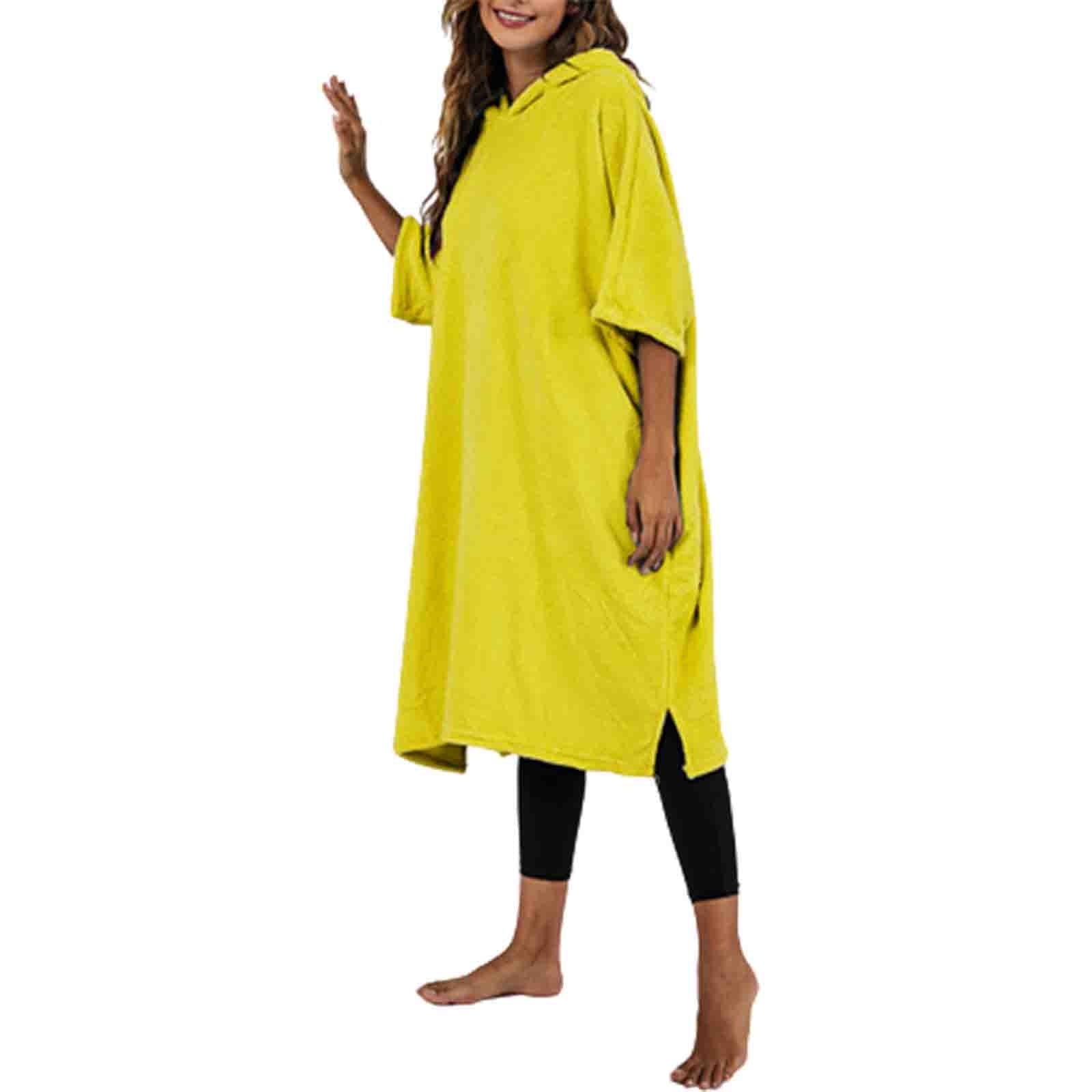 Oversized Towel Robe for Women Hooded Bathrobe Solid Long Sleeve ...
