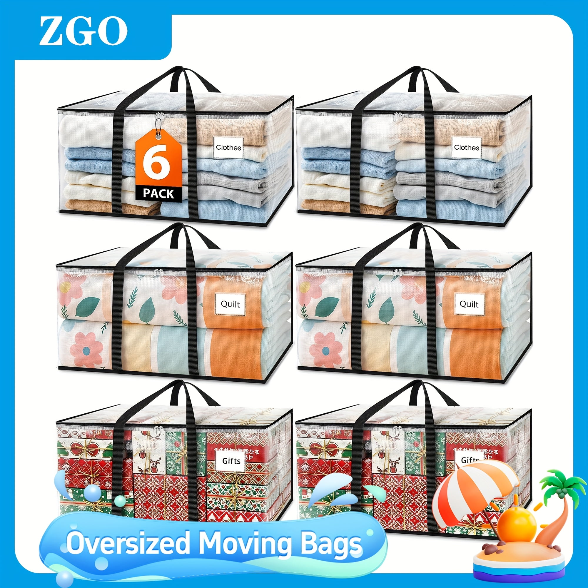 Oversized Transparent Moving Bags with Reinforced Handles, Available in ...