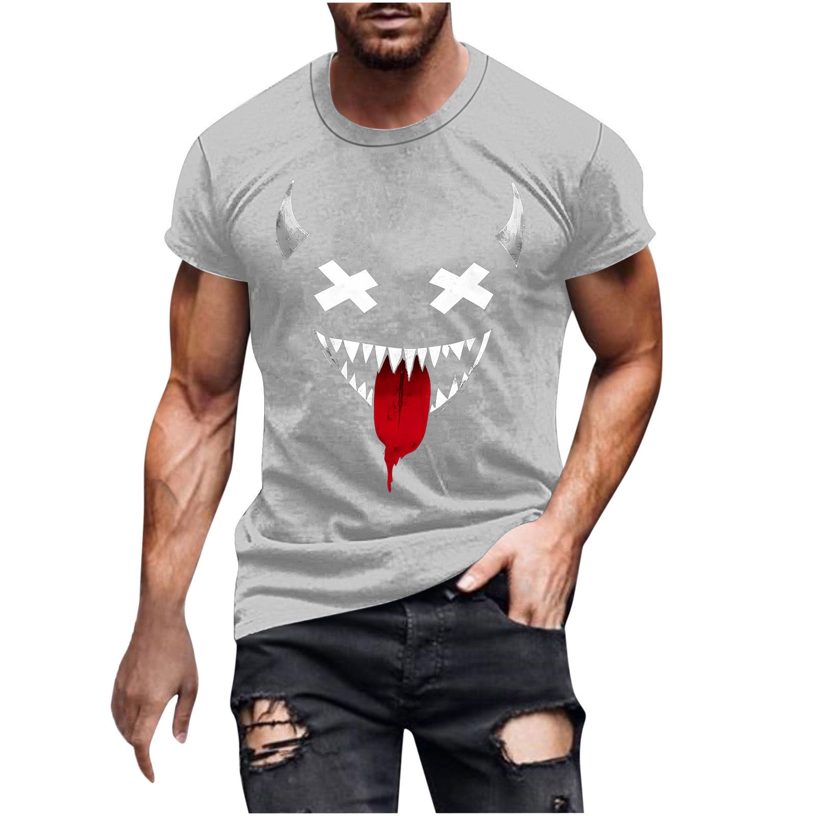 Oversized Tshirts for Men Smiling Face Dripping Paint Graffiti T-Shirt ...