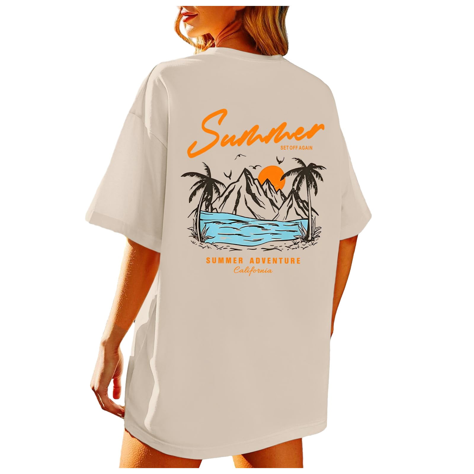 Oversized Tshirts for Women California Beach Graphic Short Sleeve Tees ...