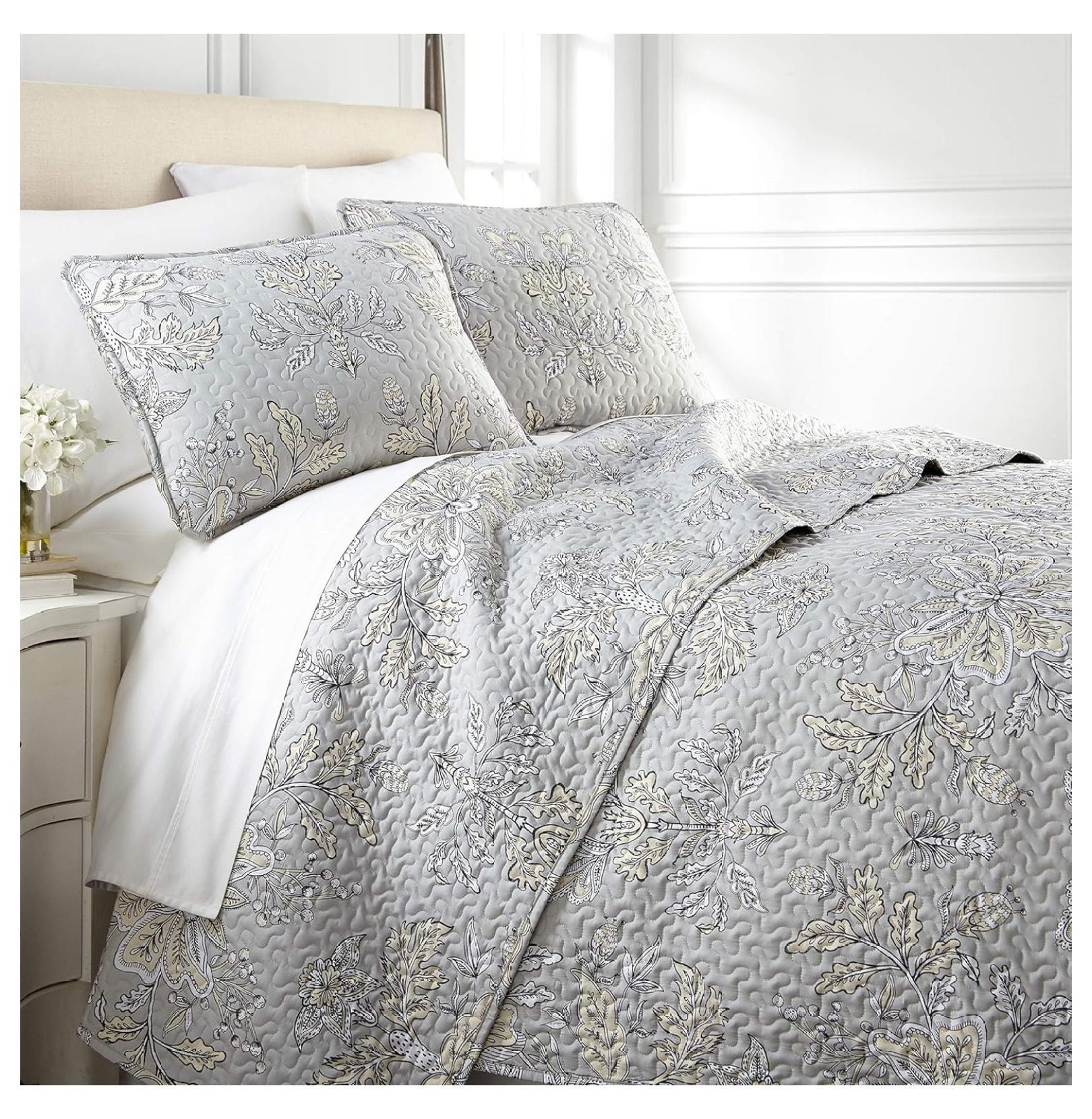 Oversized Twin Quilt Bedding Set with Matching Quilted Pillow Sham ...
