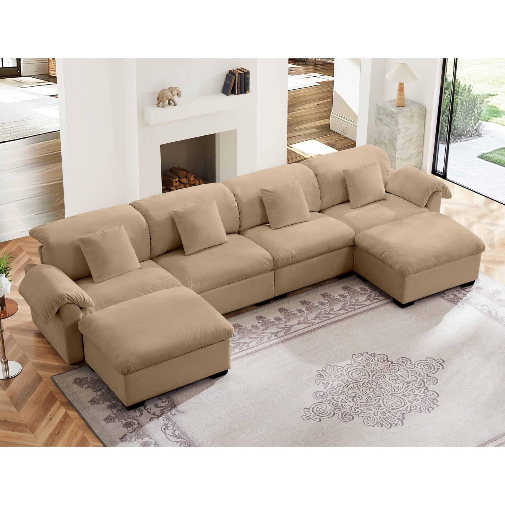 Oversized U Shaped Sectional Sofa Modular Deep Seat Sofa Couch with ...
