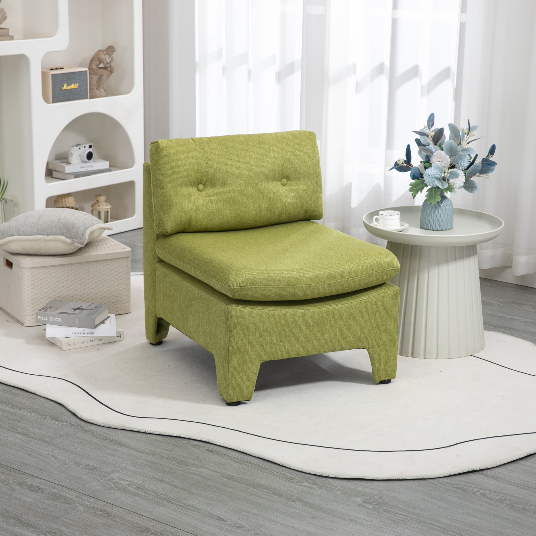 Oversized Upholstered Accent Chair, Armless Lazy Chair with Moveable ...