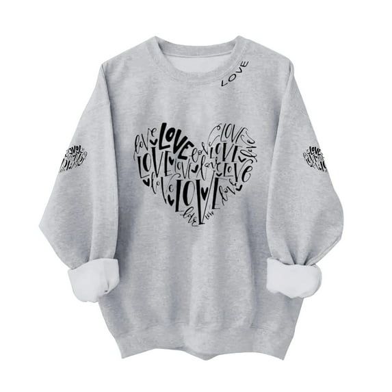 Oversized Valentine's Day Sweatshirts Women Cute Funny Dog Pow Printed ...