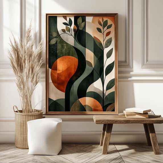 Oversized Wall Art Botanical Mid Century Modern Natureinspired Abstract ...