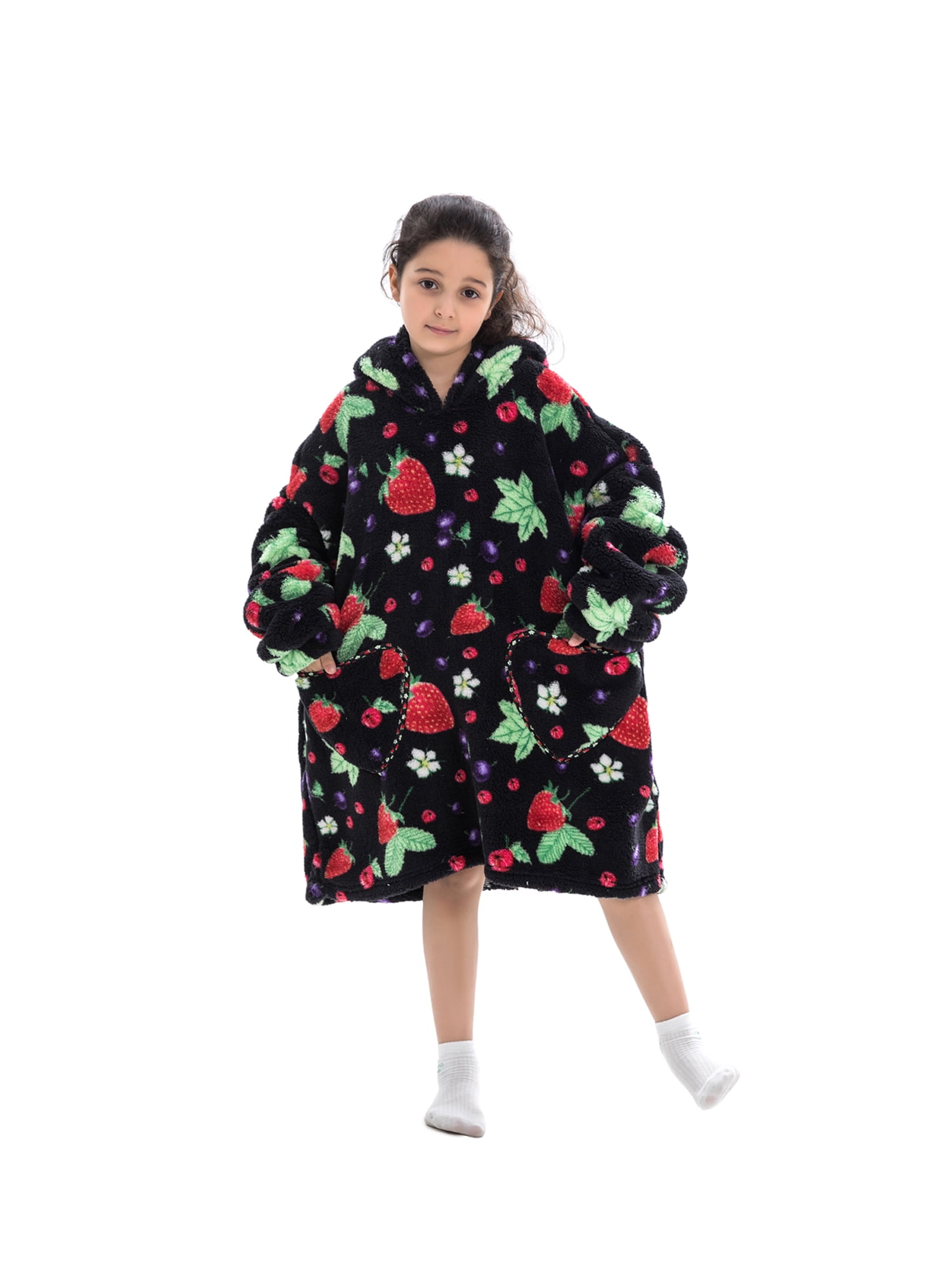 Oversized Wearable Blanket Hoodie For Adult Kids - Big Hooded Sherpa ...
