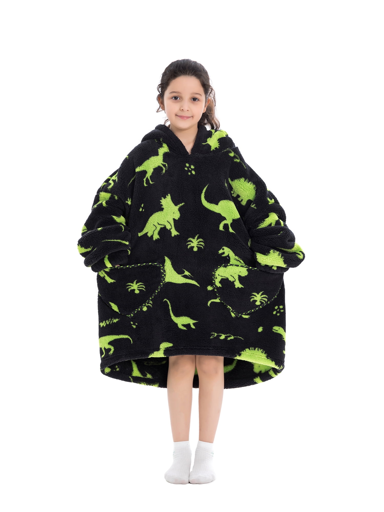 Oversized Wearable Blanket Hoodie For Adult Kids - Big Hooded Sherpa ...