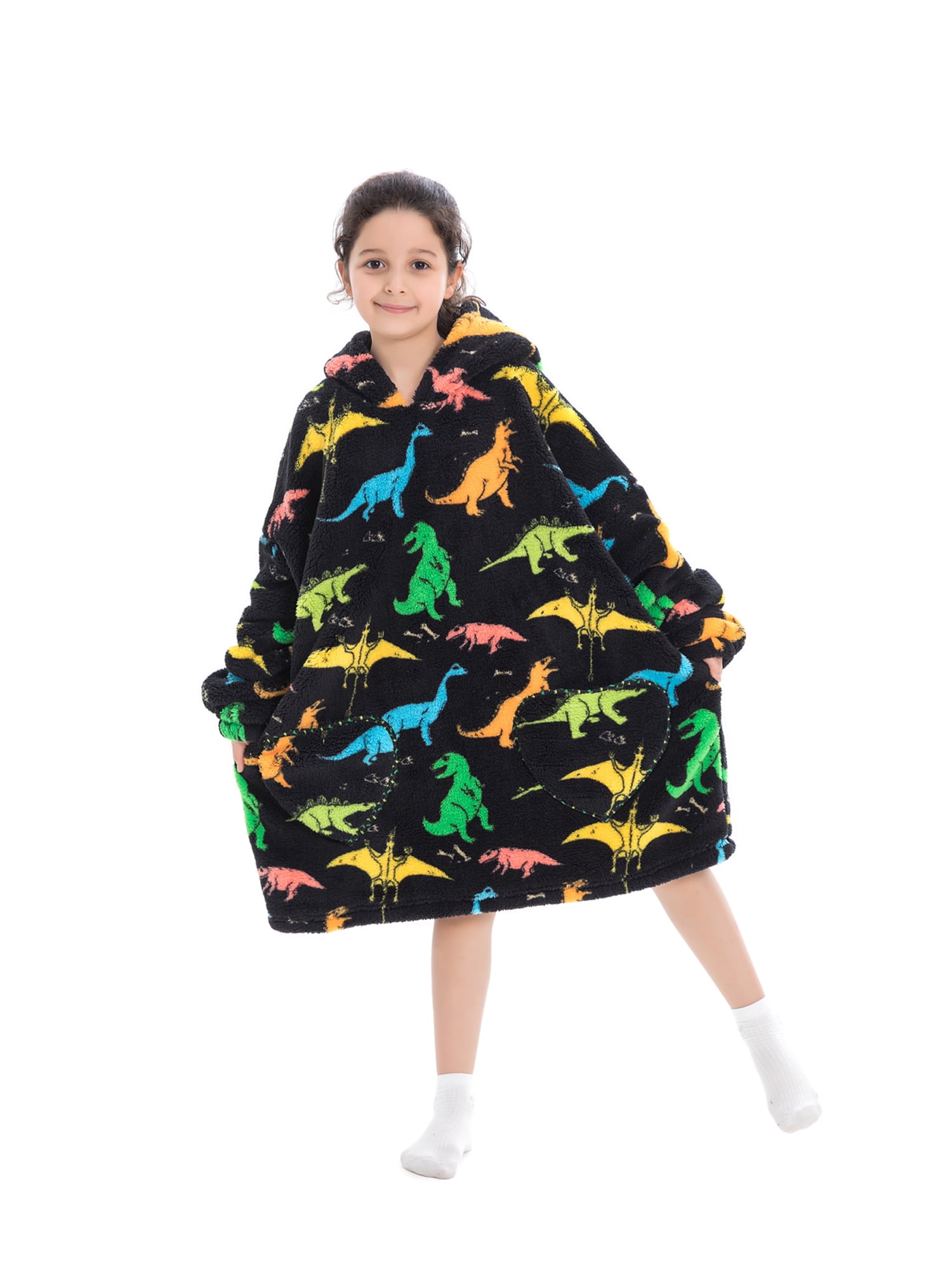 Oversized Wearable Blanket Hoodie For Adult Kids - Big Hooded Sherpa ...
