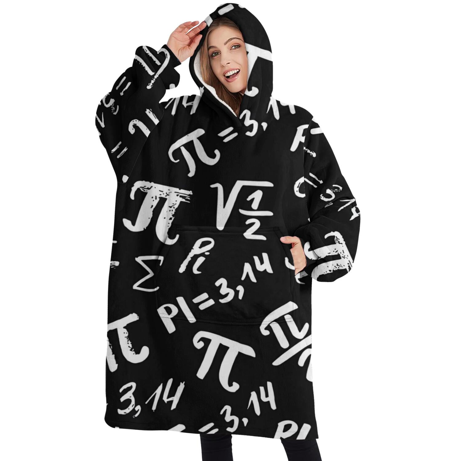 Oversized Wearable Blanket Hoodie,Math Equations Pi Symbols Black ...