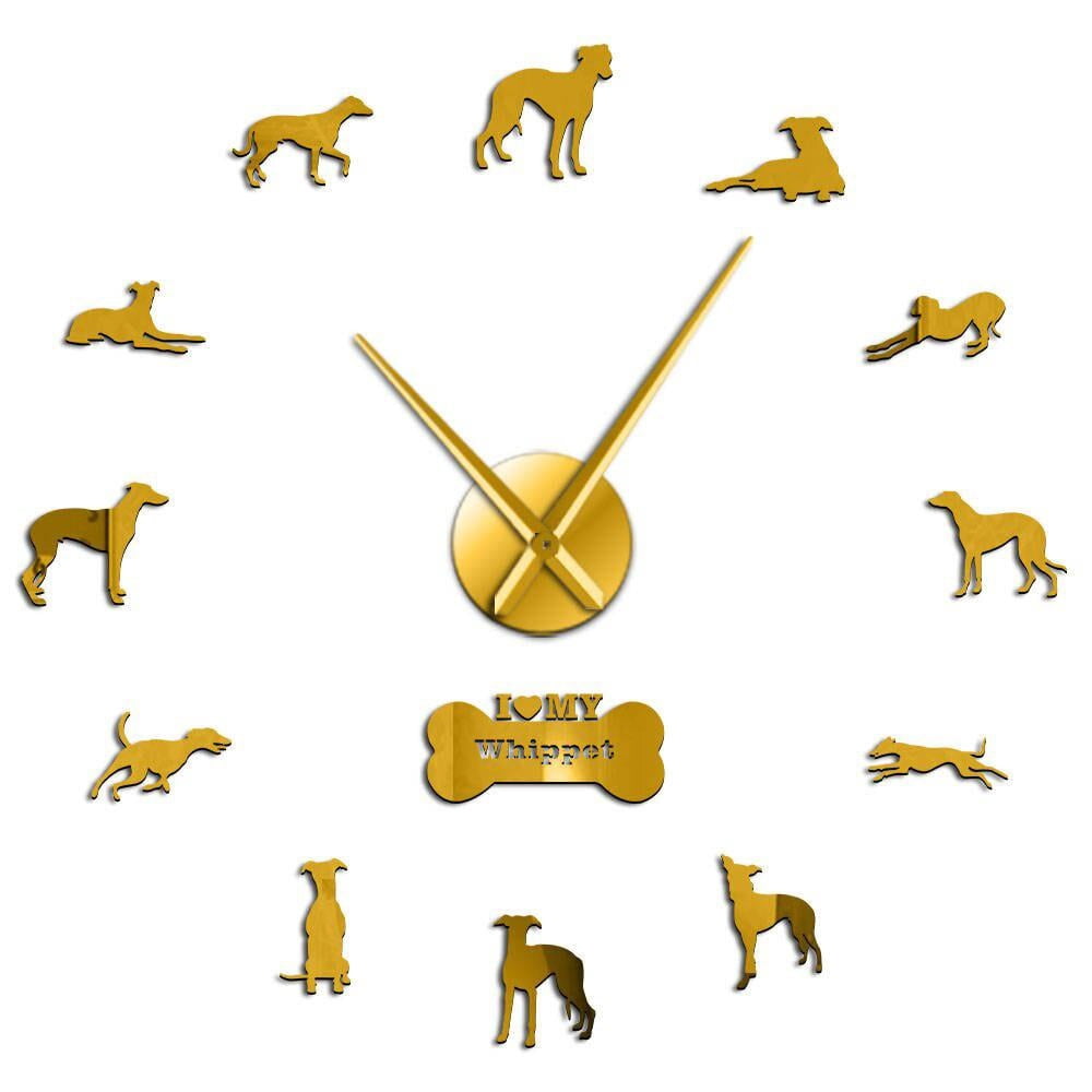 Oversized Whippet Dog Portrait 3D Acrylic DIY Wall Clock Italian ...