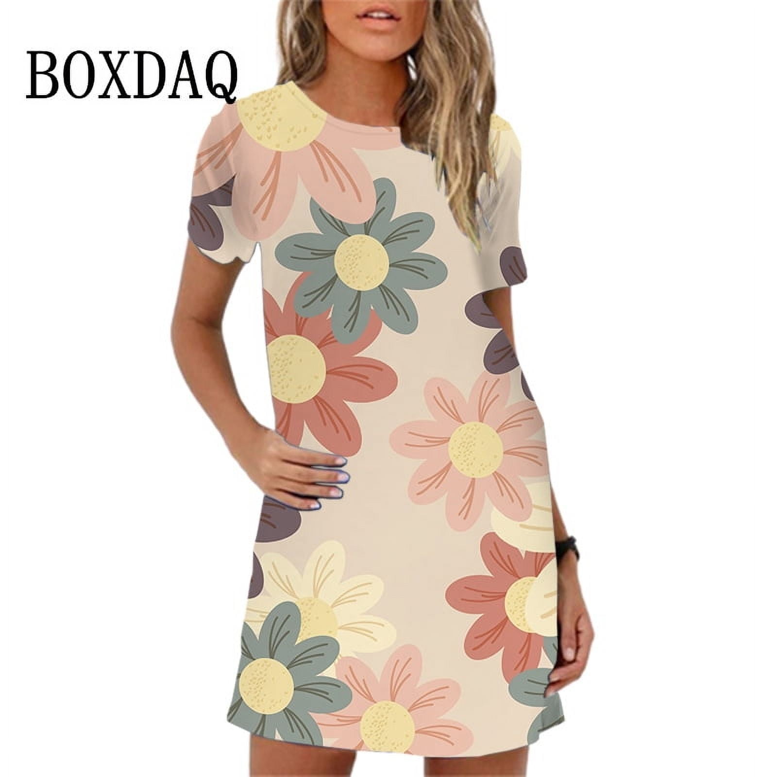 Oversized Women Clothing Summer Dress Vintage 3D Print Short Sleeve ...