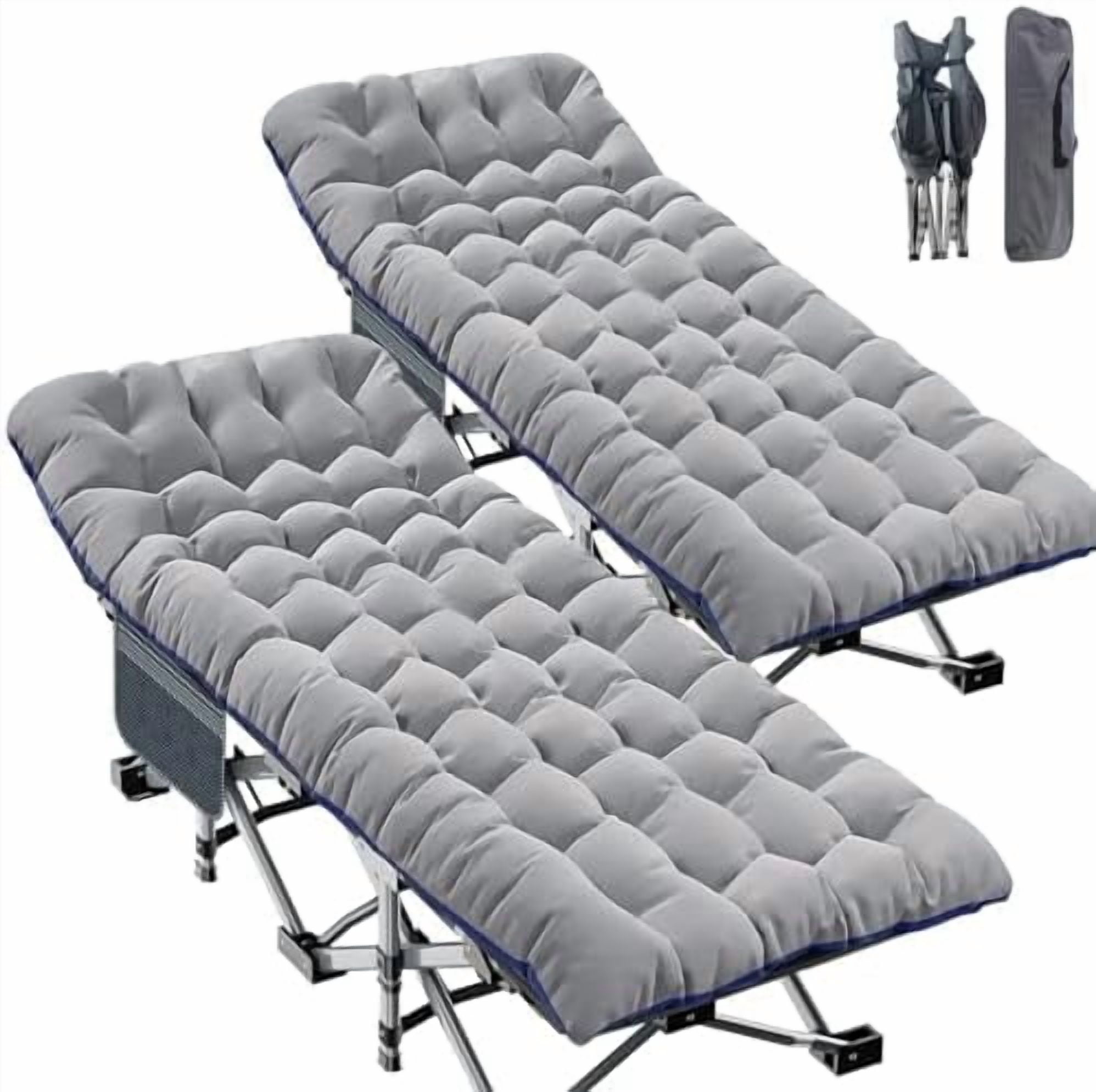 Oversized XXL Folding Camping Cot W/Mat for Adults, 78" L x 32" W x 18 ...