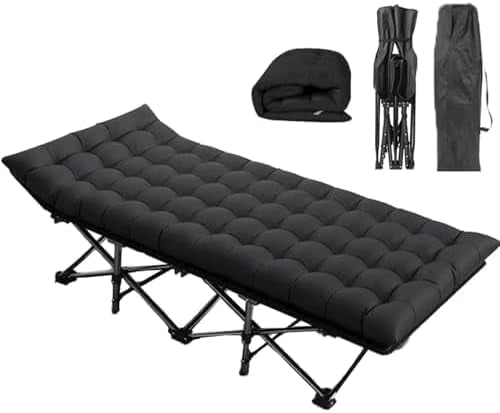 Oversized XXL Folding Camping Cot W/Mat for Adults, Heavy Duty Outdoor ...