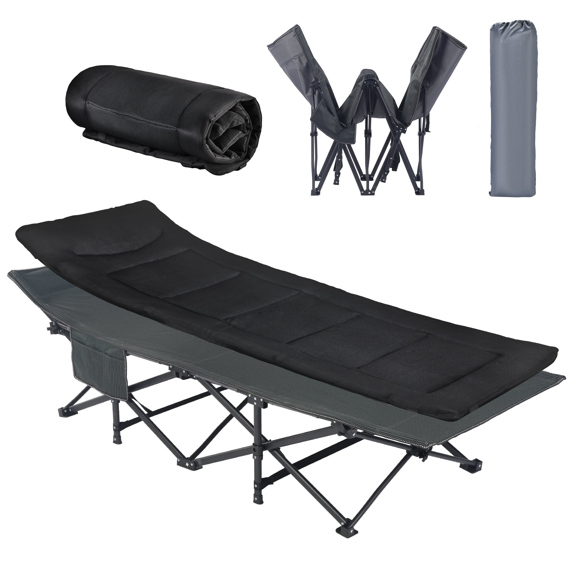WEIDIORME Oversized Folding Camping Cot with Mattress, Heavy Duty ...