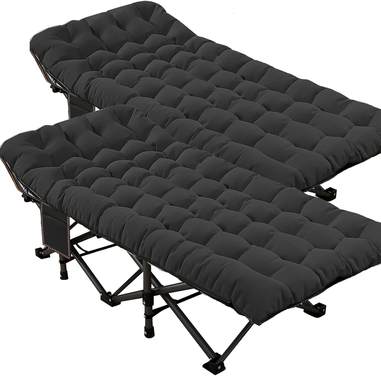 Oversized XXL Folding Camping Cot with Mattress, 2 Pack Heavy Duty ...
