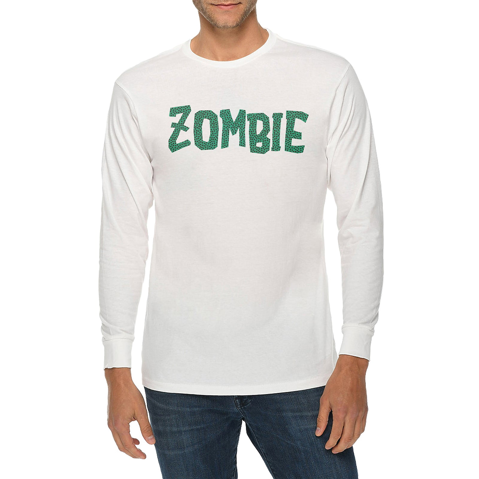 Oversized Zombie Graphic Long Sleeve Crewneck Tee - White 3XL - Walmart.com