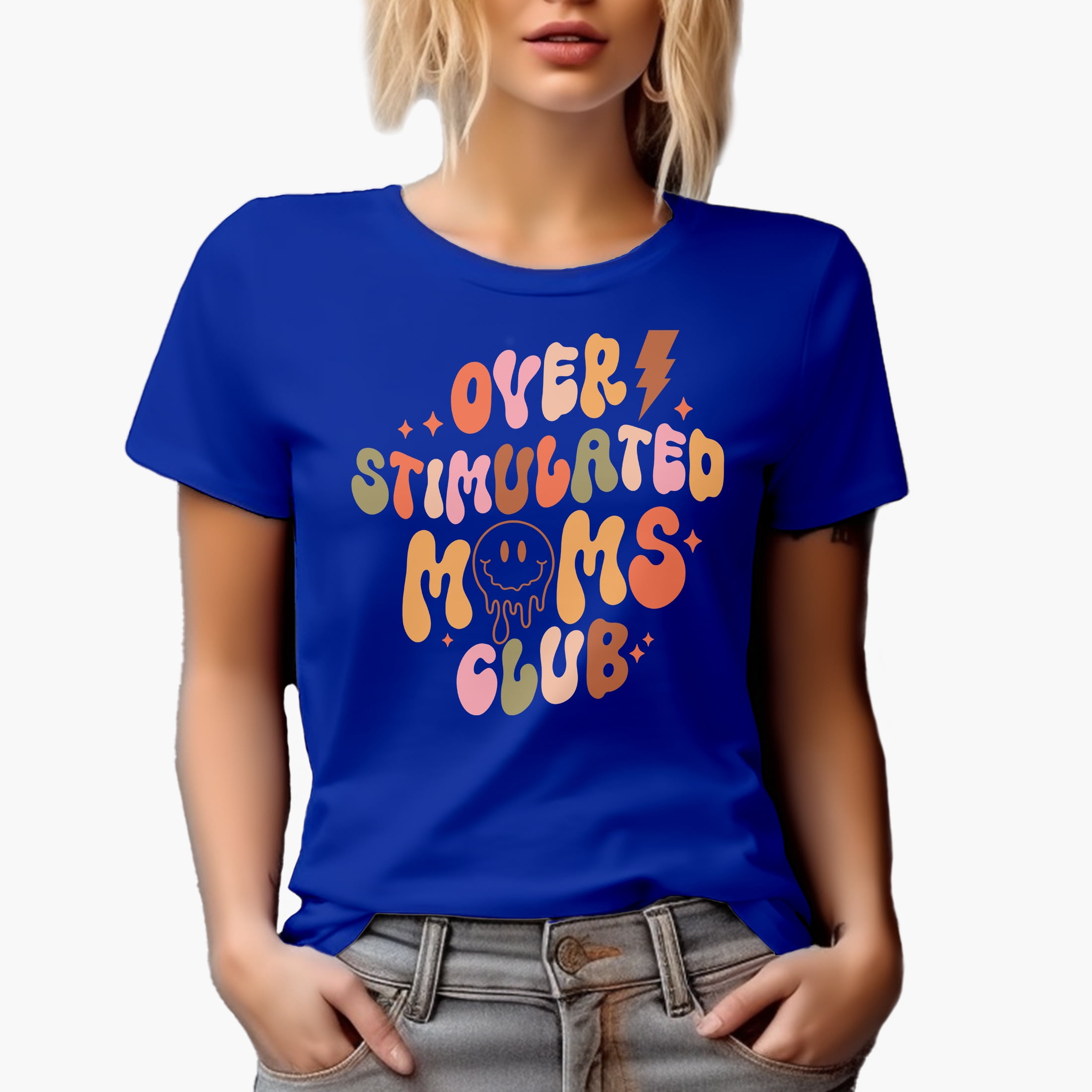 Overstimulated Moms Club, Wavy Text & Melting Smiling Face, Mother's ...