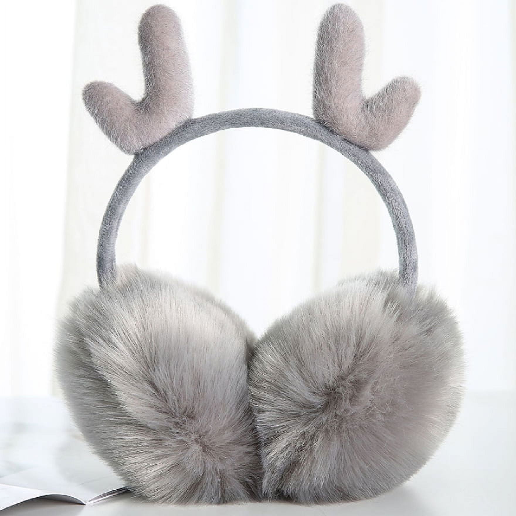 Overtake Winter Ear Warmers Cute Antlers Design on-the-Head Earmuffs ...