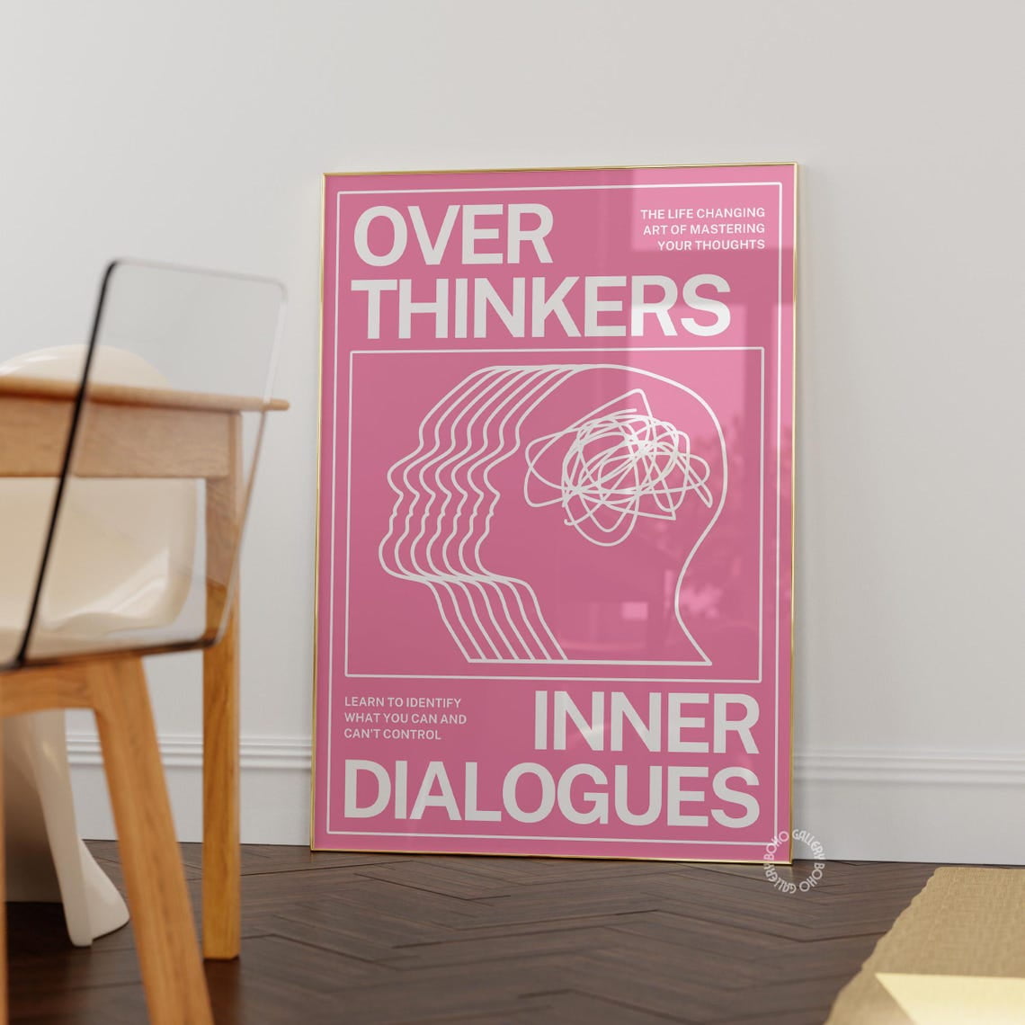 Overthinker Poster, Pink Retro Aesthetic Decor, Bedroom Apartment ...