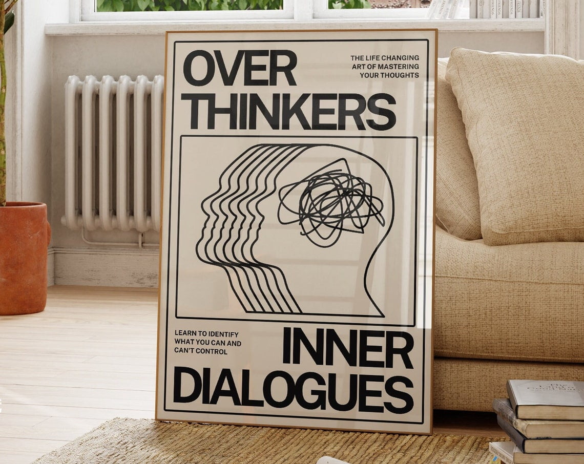 Overthinkers Wall Art, Trippy Poster, Vintage Wall Decor, Retro Surreal ...