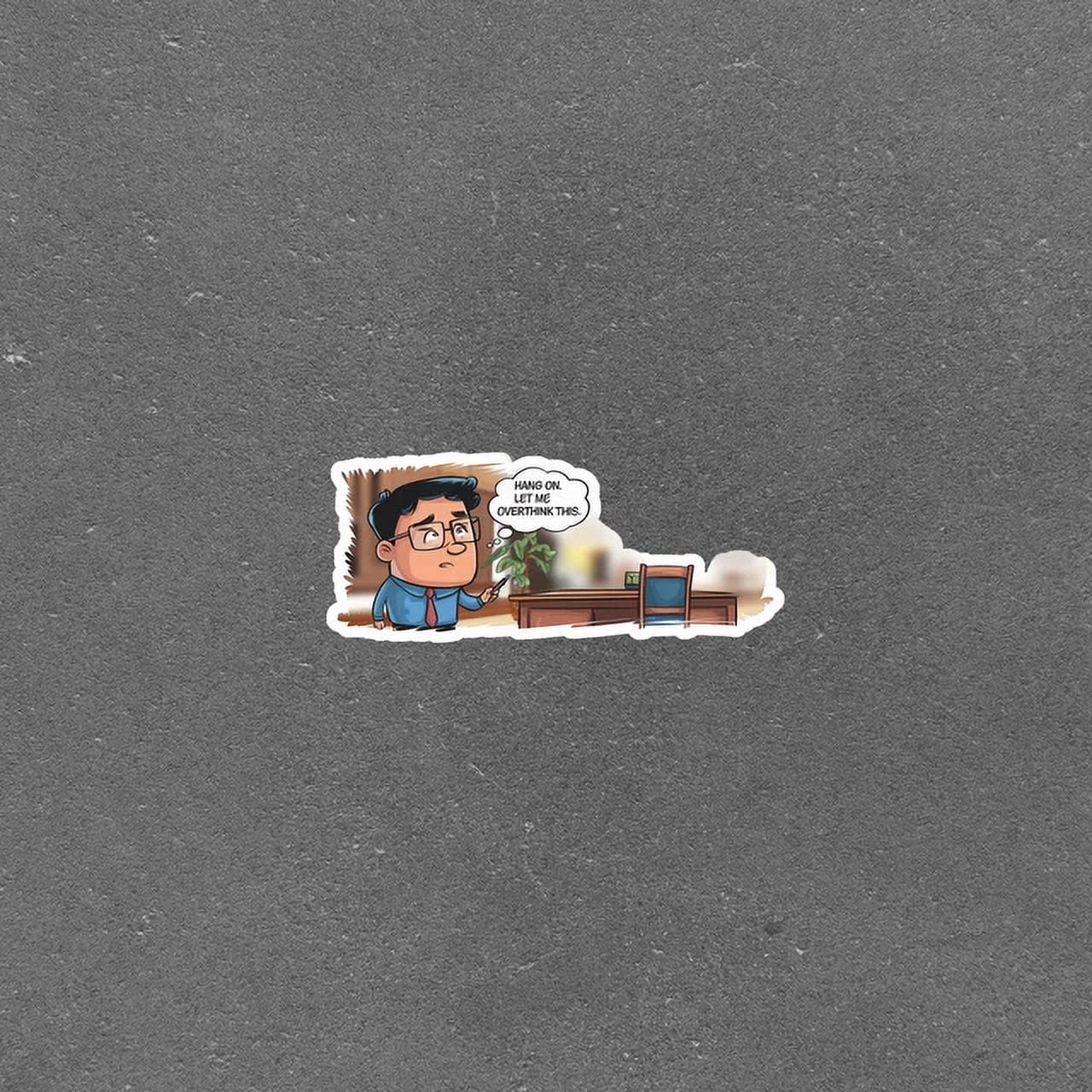 Overthinking Sticker - Relatable Cartoon Man Pondering Lifephone Decal ...