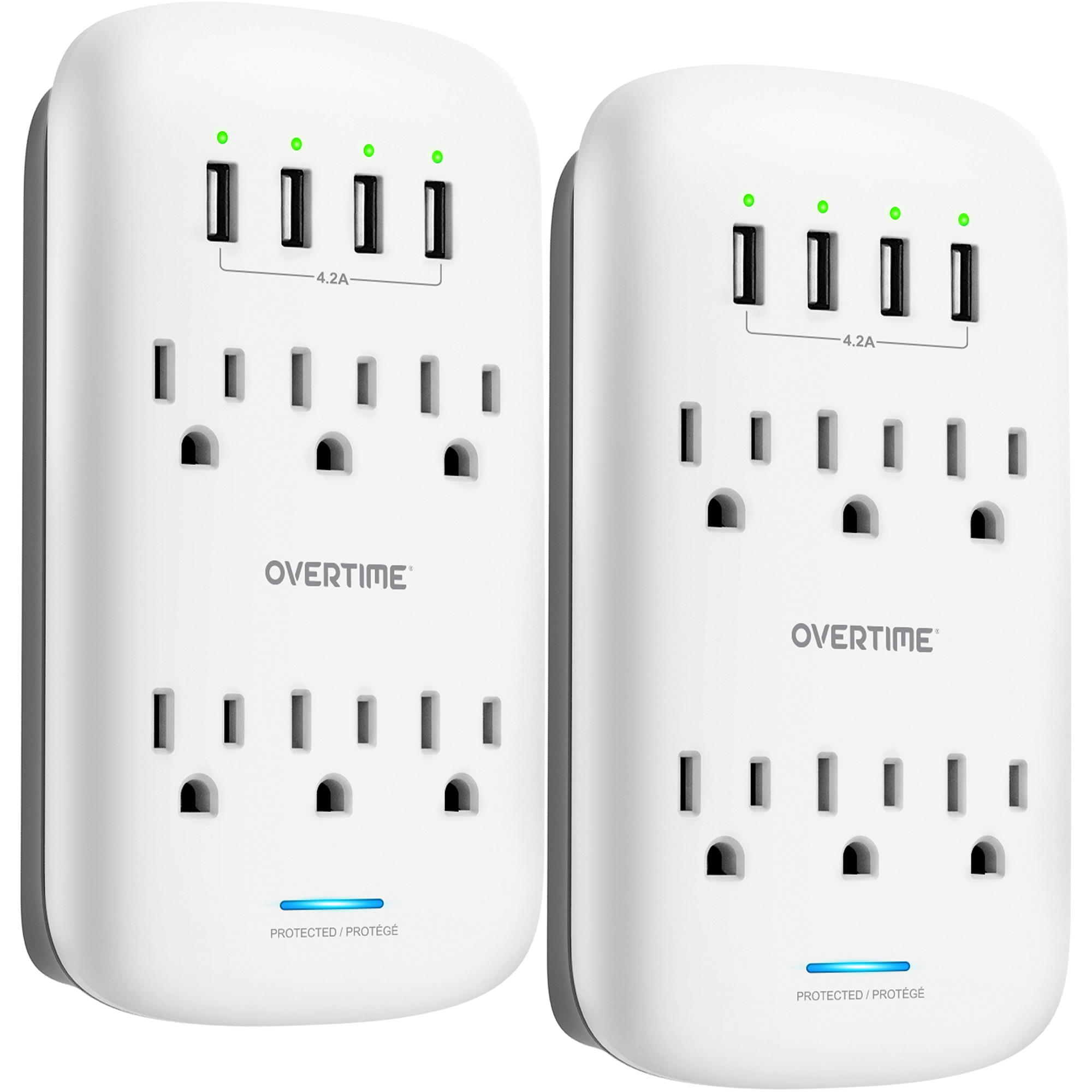 Overtime 6 Outlet Extending Surge Protector, Multi Outlet Extender Wall ...