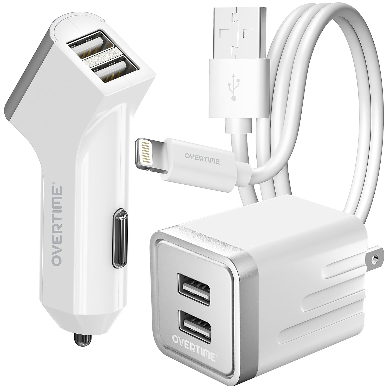 Overtime 3PC Apple MFi-Certified Lightning Charging Kit for iPhone ...