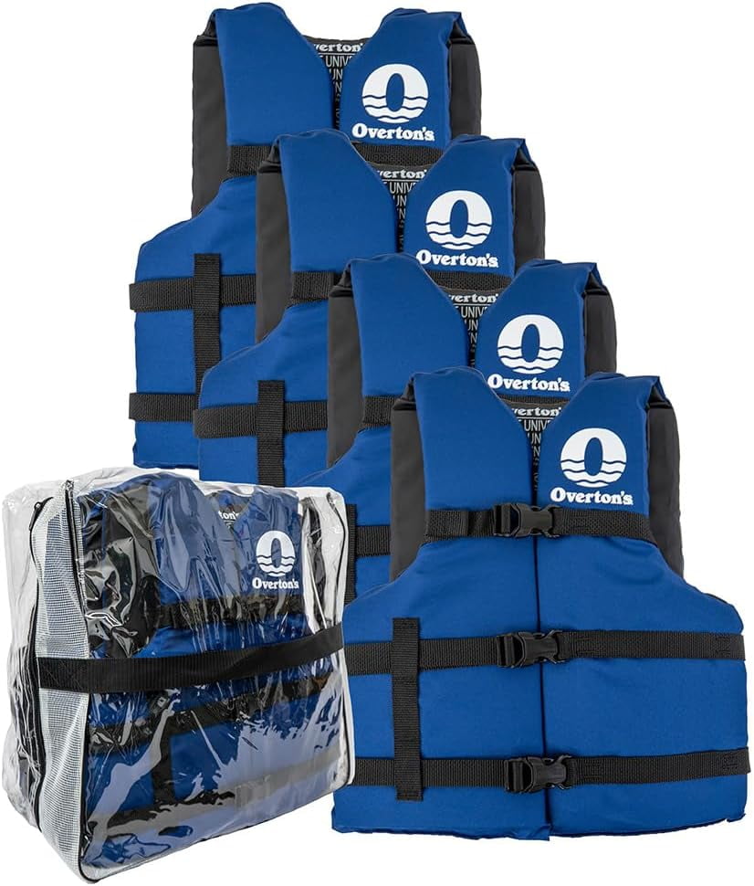 Overton's Universal Adult Life Jacket - Pack of 4, Nylon Shell with ...