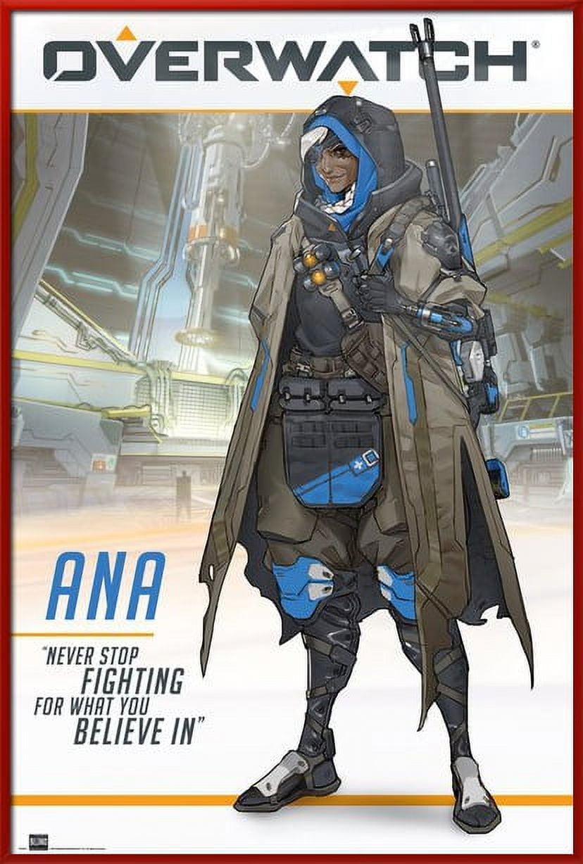 Overwatch - Framed Gaming Poster (Ana - Never Stop Fighting) (Red ...