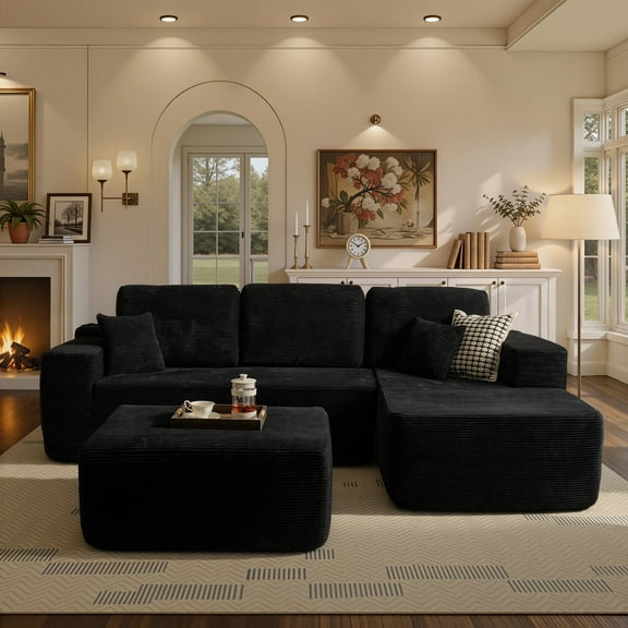 Ovios 106" Cloud Sectional Sofa, L-Shaped Deep Seat Modular Boneless ...